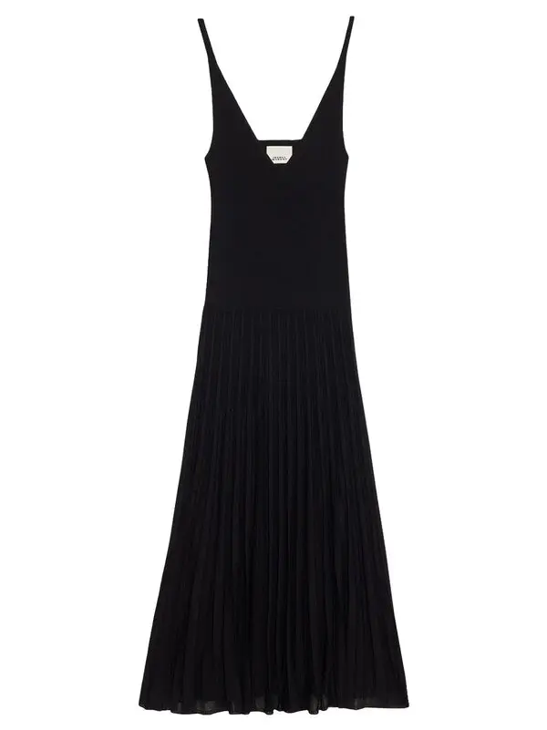 Isabel Marant Velma Strappy Pleated Knit Dress - Black