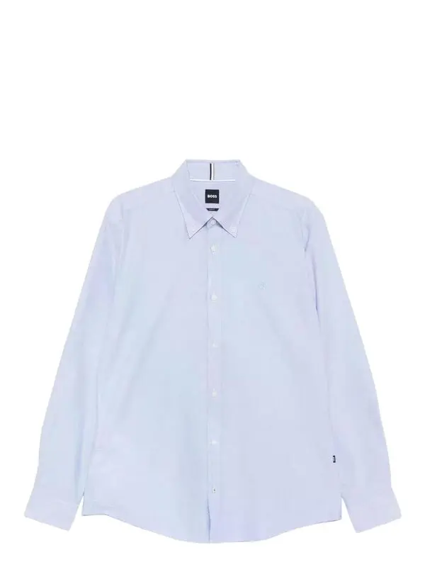BOSS Logo-embroidered Cotton Shirt - Blue