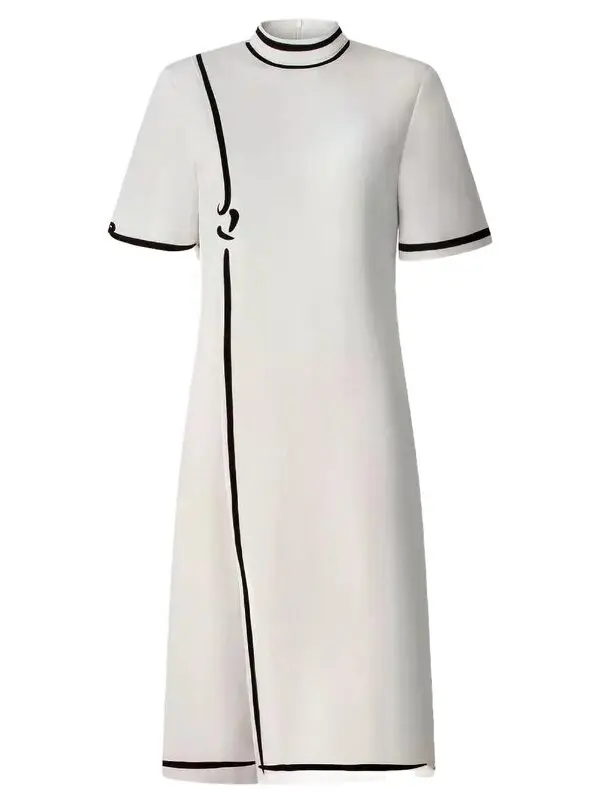 Shanghai Tang Silk High-neck Dress - White