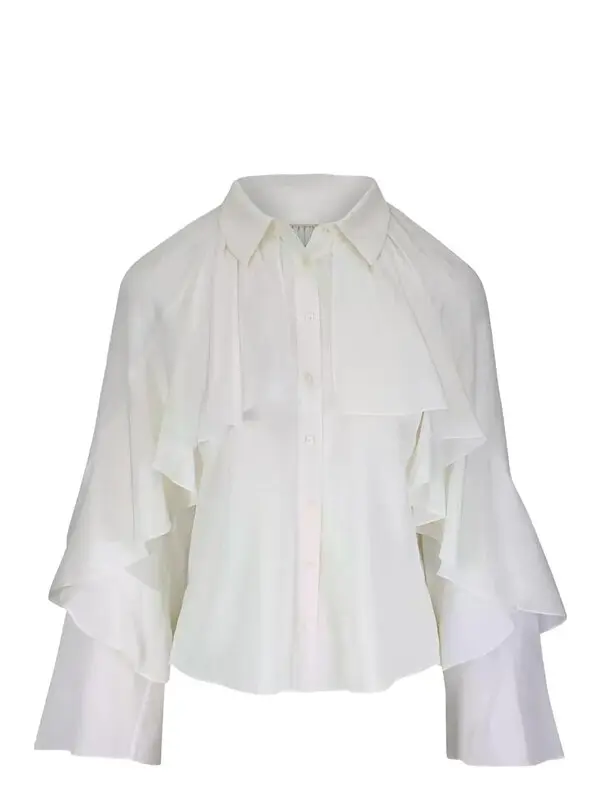 Veronica Beard Demaris Ruffled Bell-sleeve Shirt - Neutrals