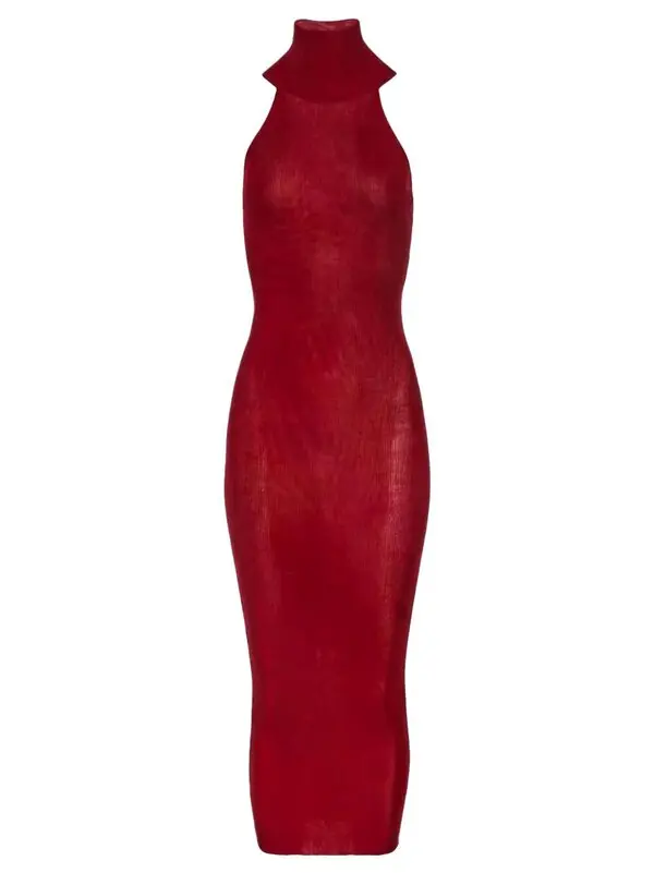 Magda Butrym Ribbed Halter-neck Midi Dress - Red
