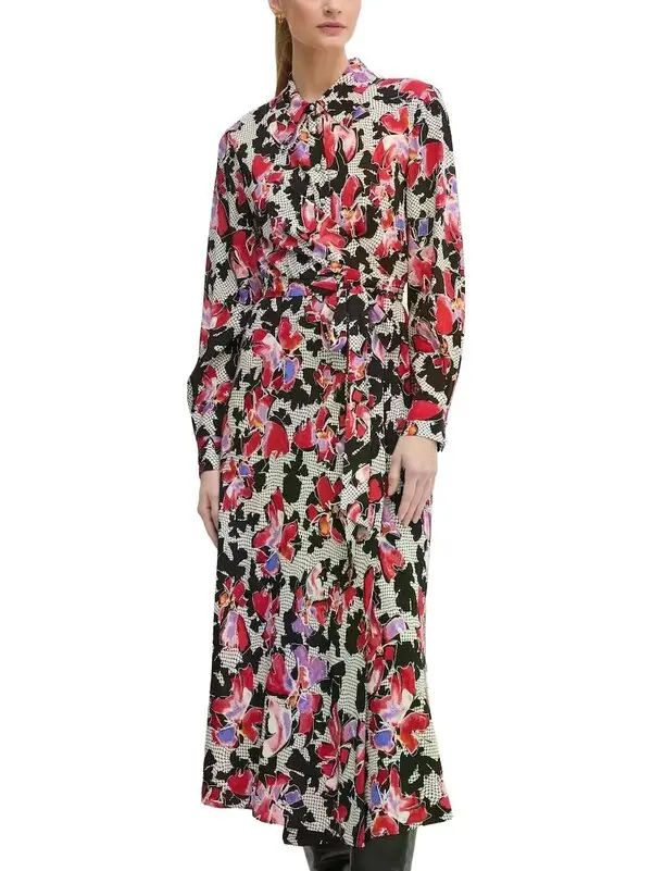 Diane Von Furstenberg Floral-print Belted Midi Dress - Black