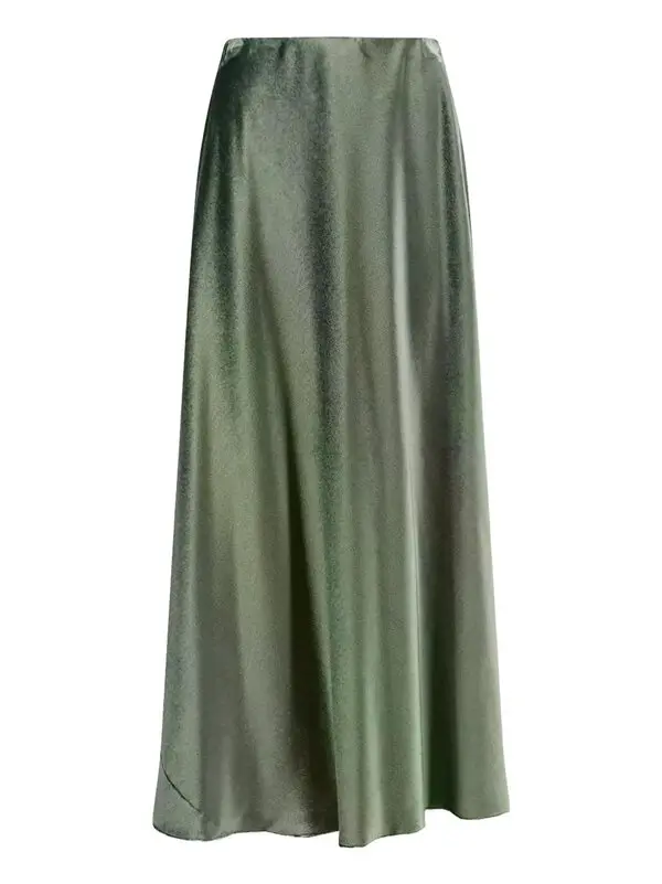 Alberta Ferretti Satin A-line Skirt - Green