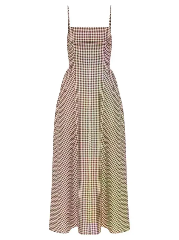 Posse Gingham Check Maxi Dress - Neutrals