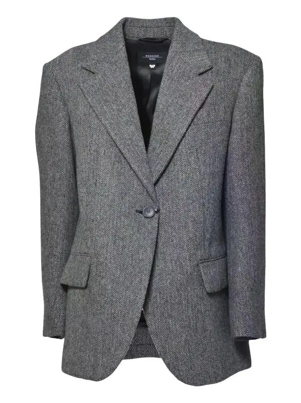 Max Mara Herringbone Blazer - Grey