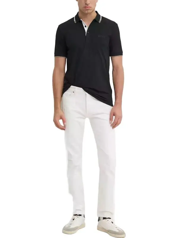 BOSS Tipped Collar Polo Shirt - Black