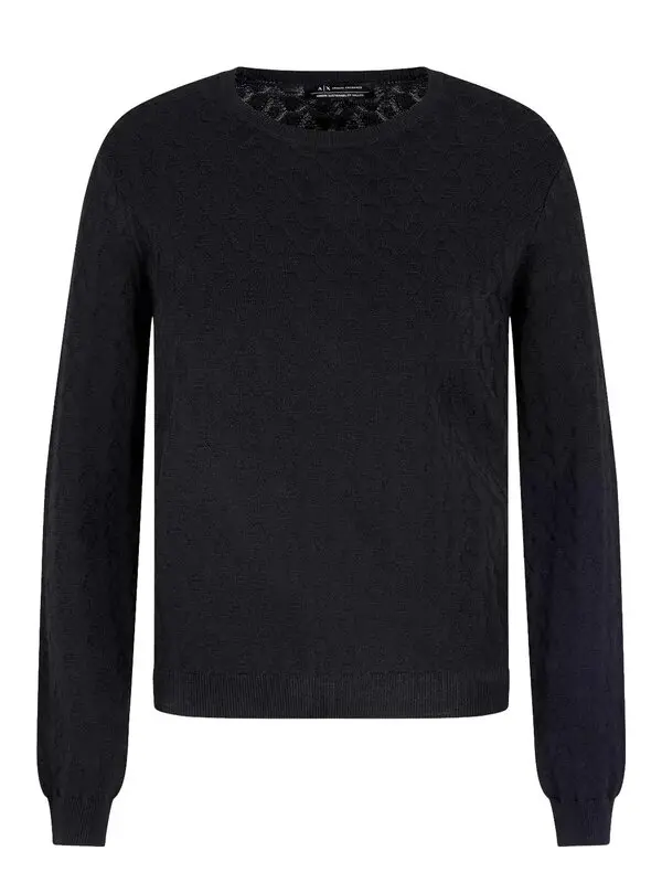 Armani Exchange Monogram-knit Top - Black