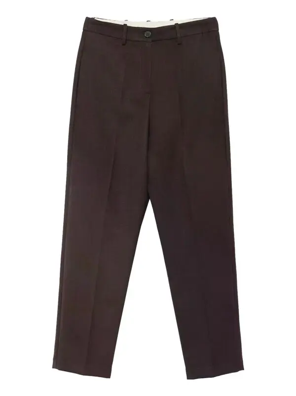 ALYSI Pleated Wool Trousers - Brown