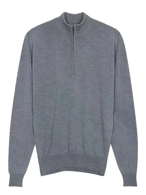 John Smedley Half-zip Merino Wool Sweater - Grey