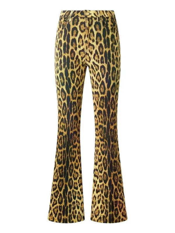 Roberto Cavalli Jaguar-print Flared Jeans - Brown