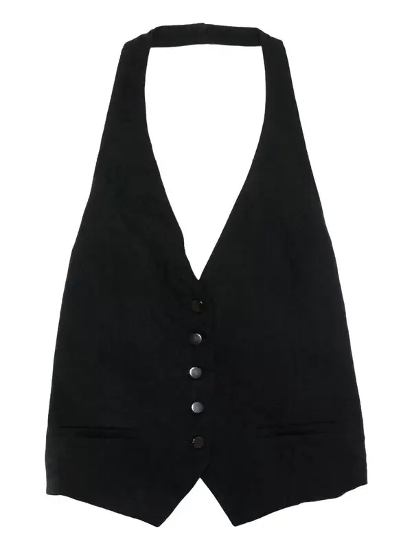 ALYSI Halterneck Buttoned Waistcoat - Black
