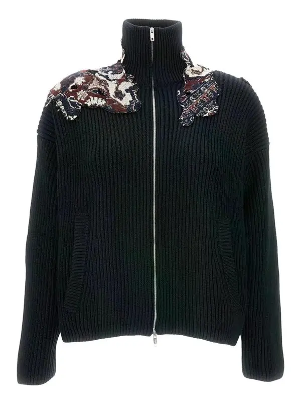 DURAZZI MILANO Ribbed Appliqué Jacket - Black