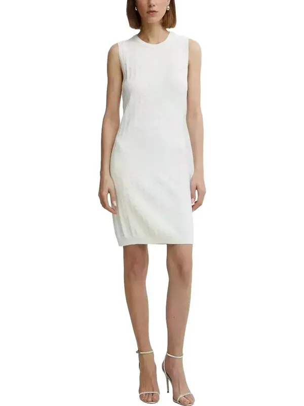 Armani Exchange Cable-knit Sleeveless Mini Dress - White