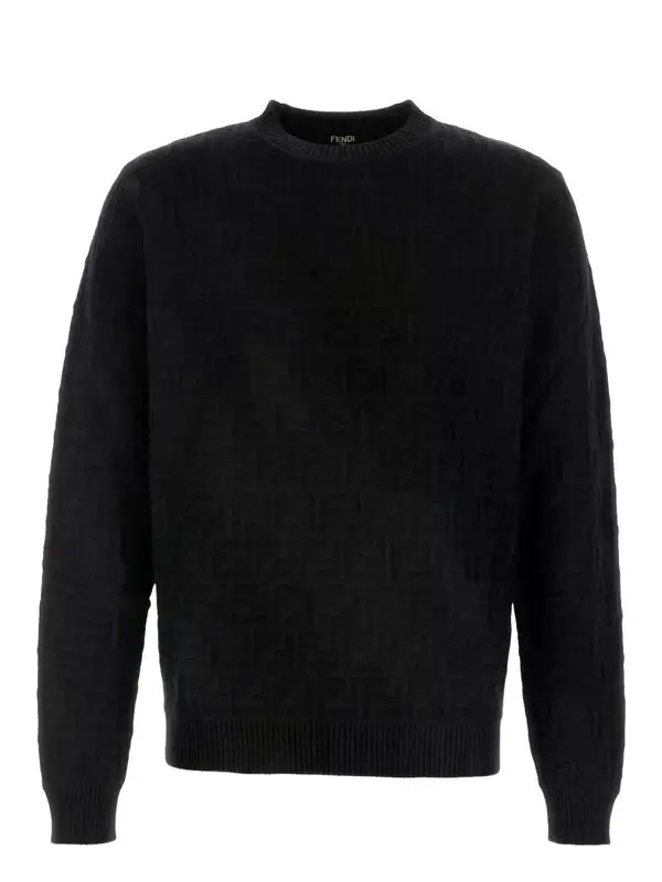 Fendi Ff-pattern Cotton Sweater - Black
