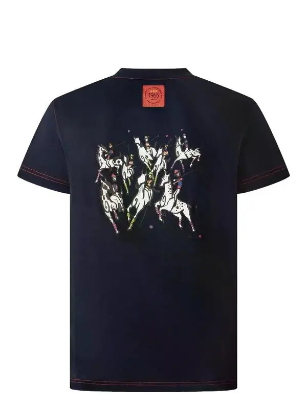 Shanghai Tang Equestrian-print Cotton T-shirt - Blue