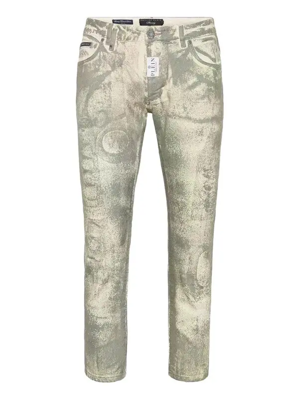 Philipp Plein Metallic-splatter Jeans - Neutrals