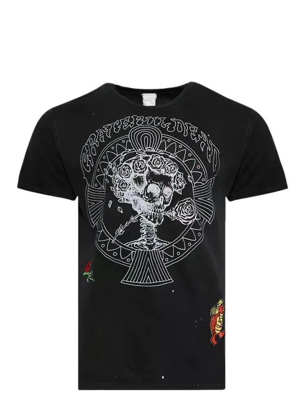 MadeWorn Skull-rose Patched T-shirt - Black
