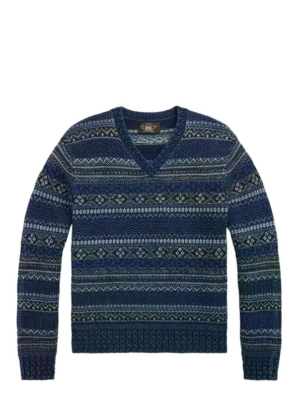 Ralph Lauren Fairisle V-neck Sweater - Blue