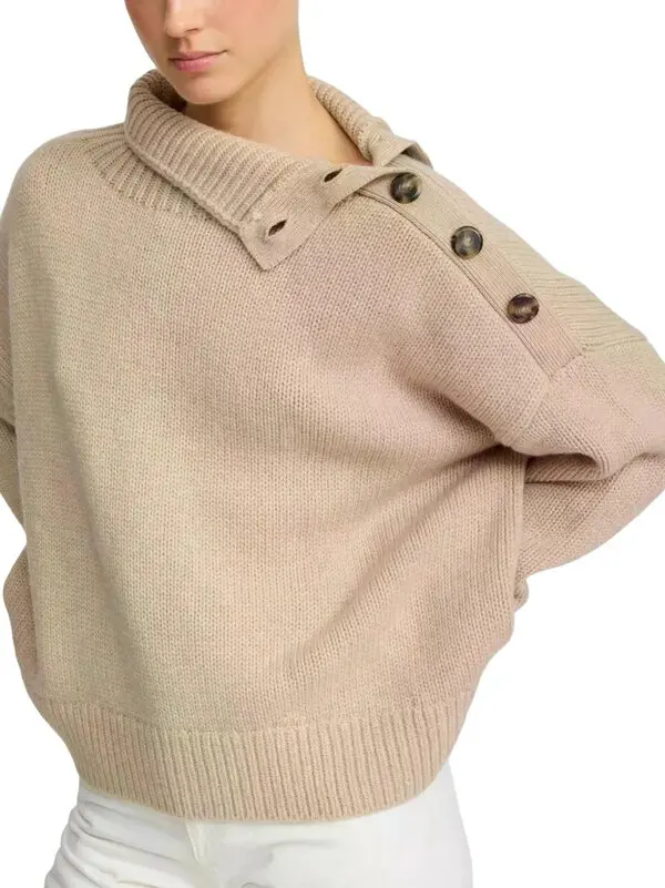 YVES SALOMON High-neck Button-detail Sweater - Neutrals