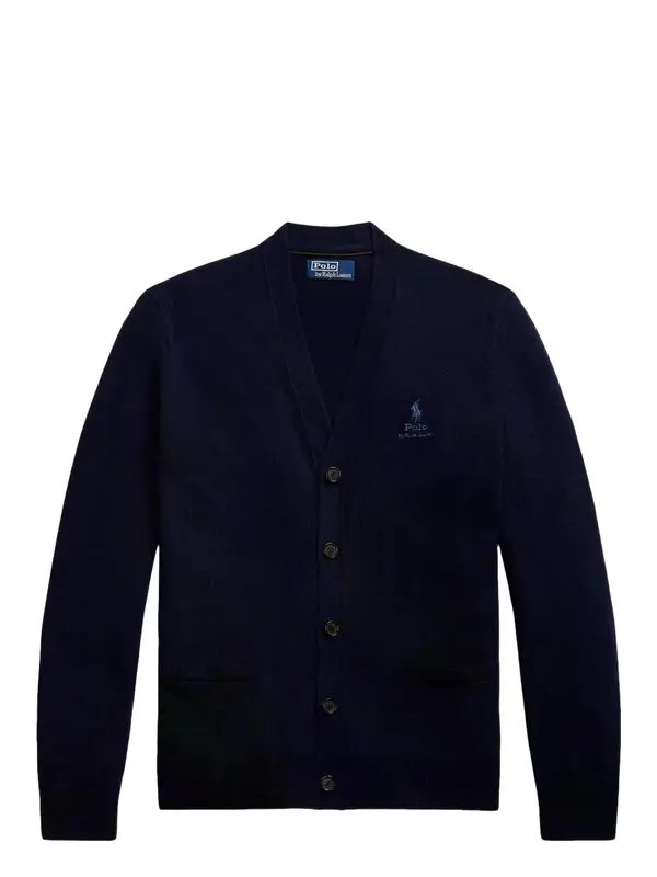 Polo Ralph Lauren Logo-embroidered Wool Cardigan - Blue