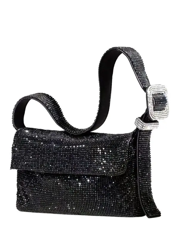 Benedetta Bruzziches Crystal-embellished Buckle Shoulder Bag - Black
