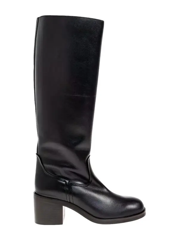 ODISSI 70mm Leather Knee-high Boots - Black