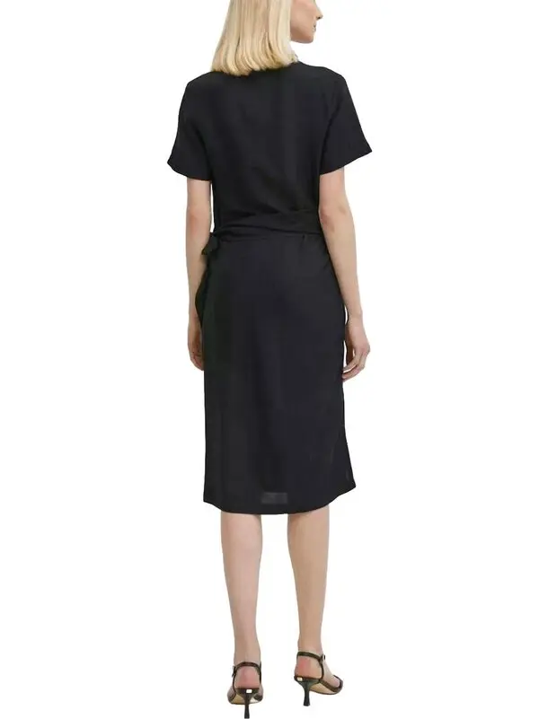 Sisley Wrap Midi Dress - Black