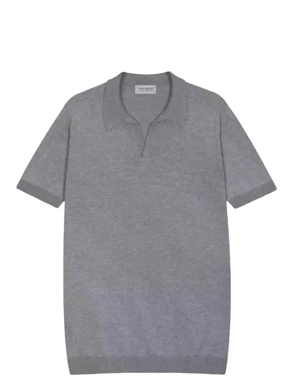 John Smedley V-neck Cotton T-shirt - Grey