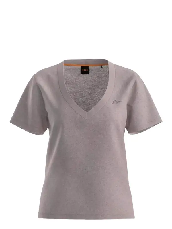 BOSS V-neck Linen T-shirt - Pink
