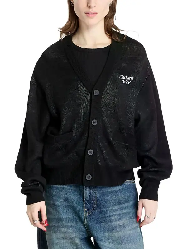 Carhartt Work In Progress Buttoned Cardigan With Embroidered Logo - Black