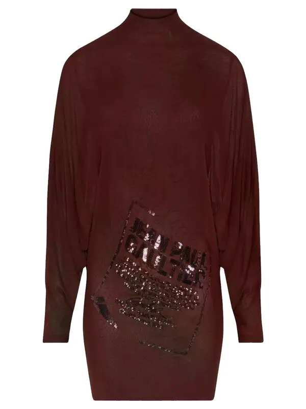 Jean Paul Gaultier Sequin-embellished High-neck Dress - Red