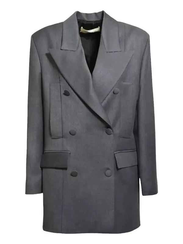NINEMINUTES Double-breasted Tailored Coat - Grey