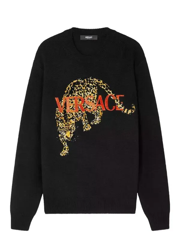 Versace Jaguar-embellished Sweater - Black