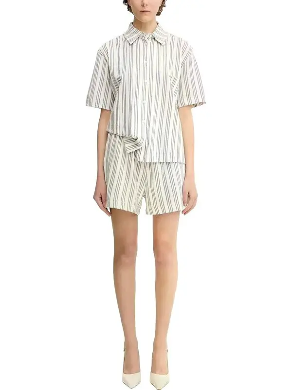 SAMSOE SAMSOE Striped Short-sleeve Shirt - White
