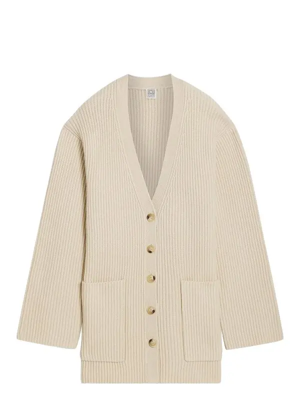 TOTEME Ribbed Wool Cardigan - Beige