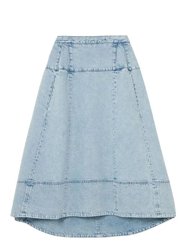 Tibi Paneled Denim Midi Skirt - Light Denim