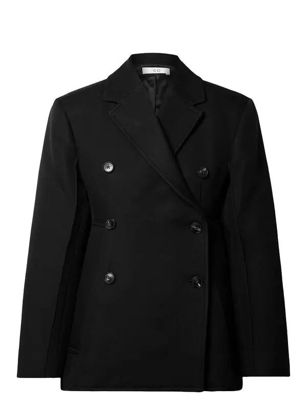 Co Double-breasted Cotton-twill Jacket - Black