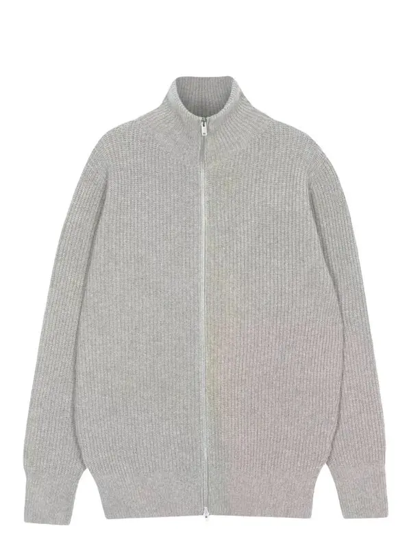 John Smedley Mallam Ribbed Zip-up Sweater - Grey