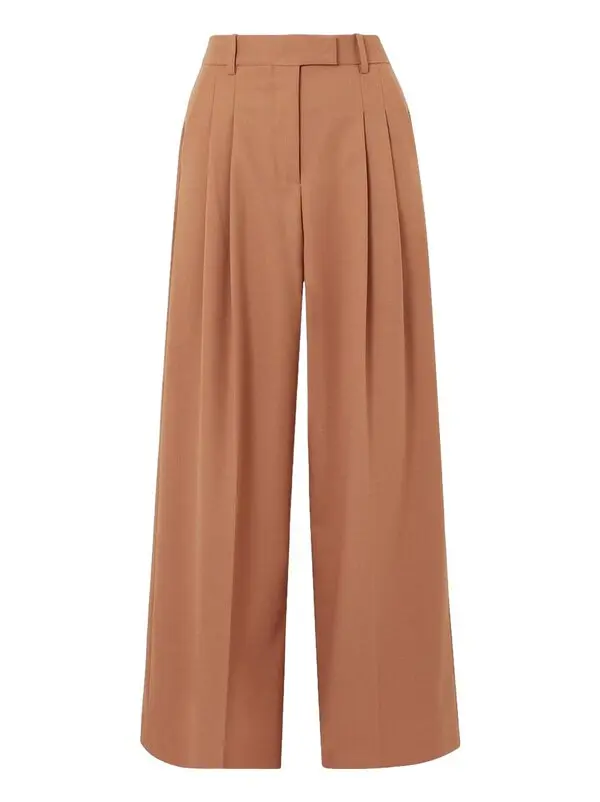 BY MALENE BIRGER Cymbaria Pleated Twill Wide-leg Pants - Light Brown
