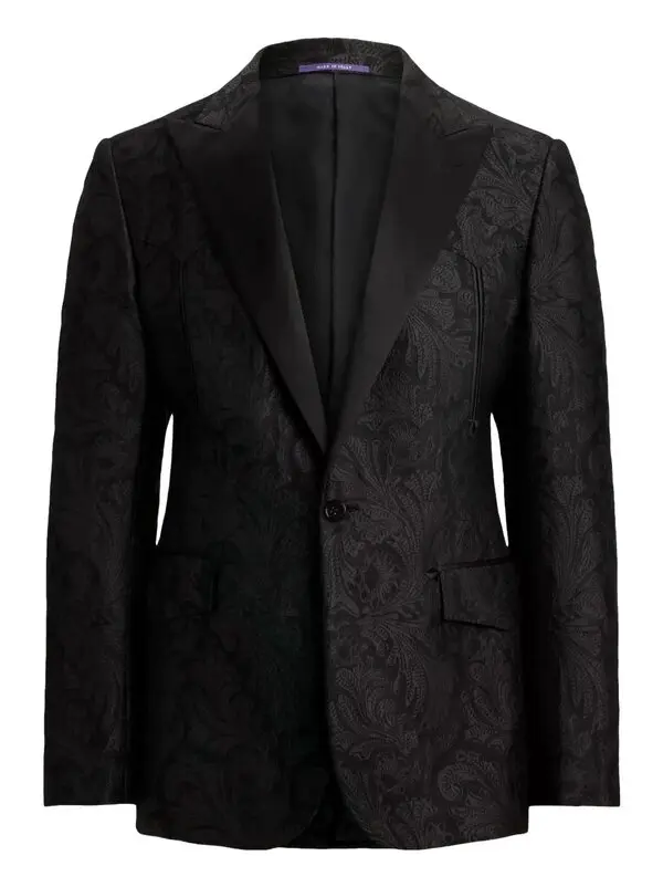 Ralph Lauren Purple Label Paisley-jacquard Single-breasted Blazer - Black