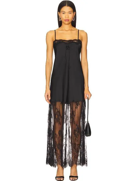 Show Me Your Mumu Celine Dress - Black Luxe Satin