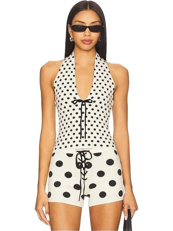 With Jéan Dottie Top - Black & White Polka Dot