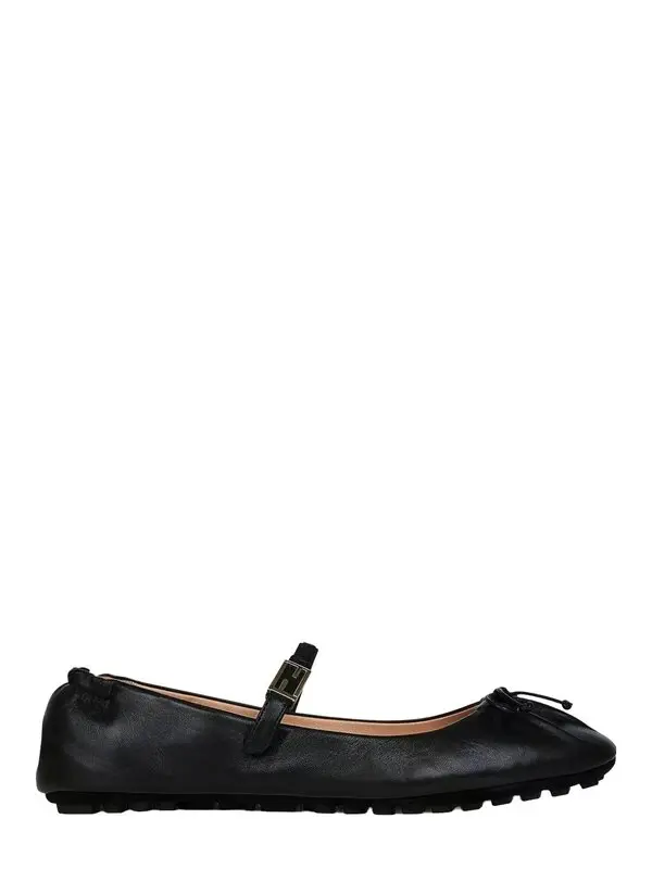 Fendi Ff-logo Buckle Bow-detail Ballet Flats - Black