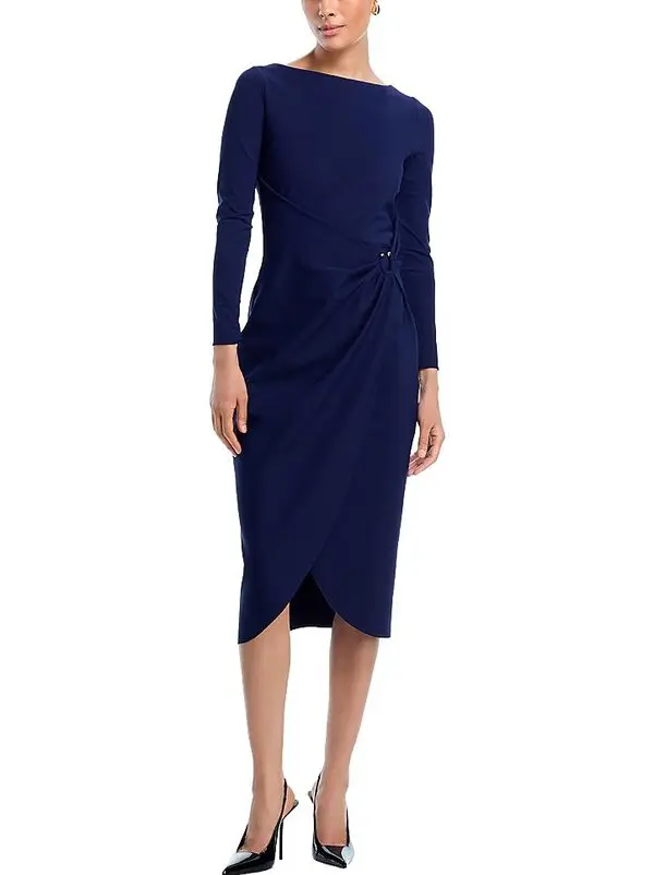 Chiara Boni La Petite Robe Gekko Boat Neck Gathered Dress - Blu Notte