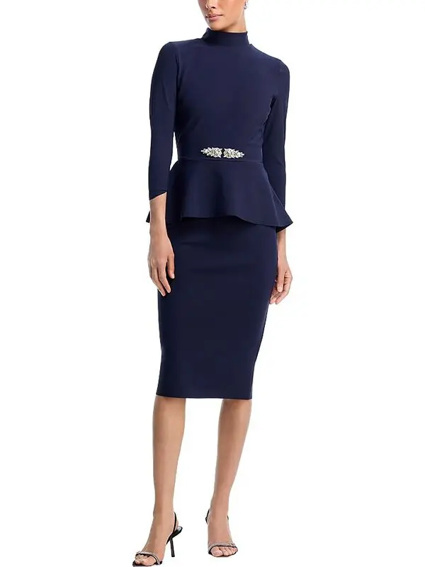 Chiara Boni La Petite Robe Haby Peplum Mock Neck Dress - Midnight