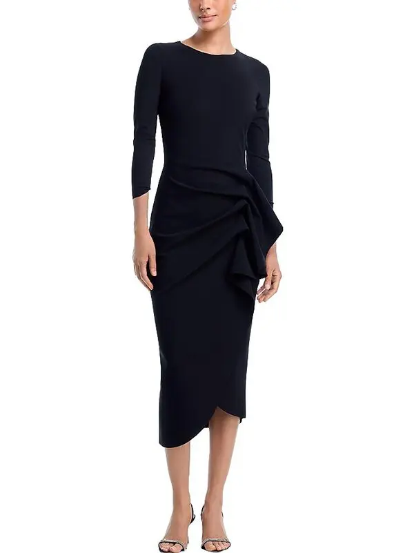 Chiara Boni La Petite Robe Wang 3/4 Sleeve Ruffle Dress - Black