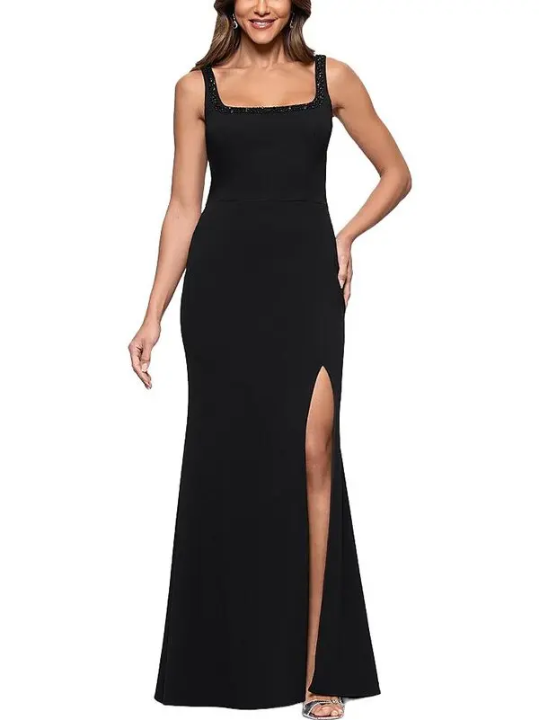 Aqua Scuba Sleeveless Gown - Black/black
