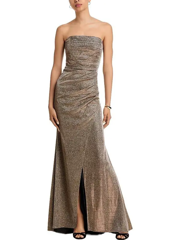 Aqua Galaxy Strapless Gown - Sand