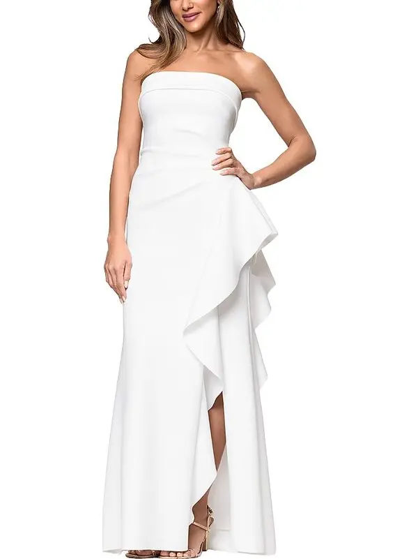 Aqua Scuba Strapless Gown - Ivory