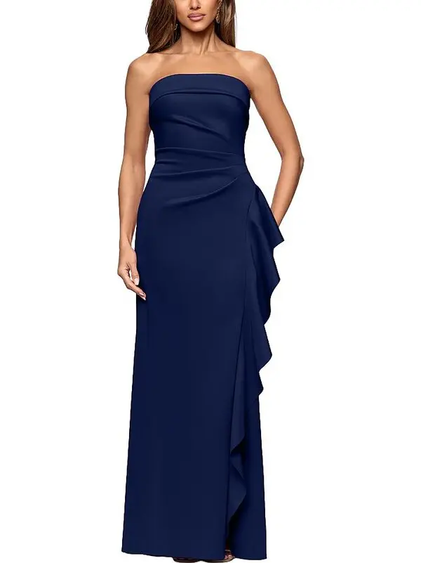 Aqua Scuba Strapless Gown - Midnight
